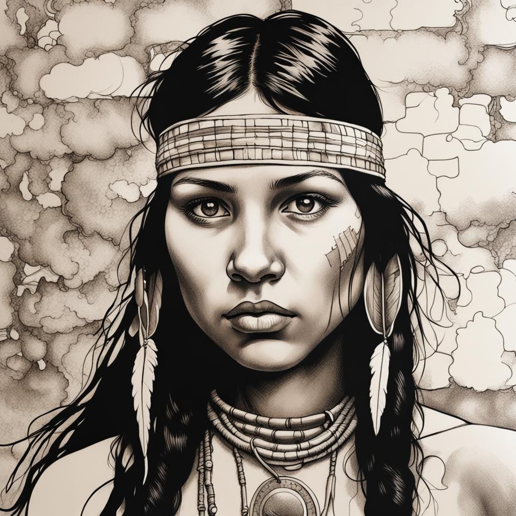 Close up portrait of Native American girl - AI Generated Artwork - NightCafe Creator