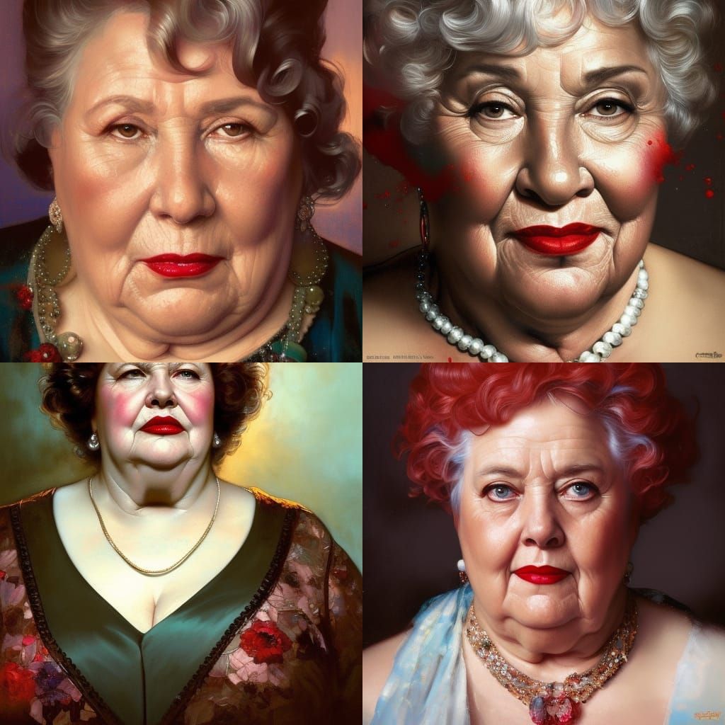 beautiful old fat plus sized obese grandmother with red lipstick - AI ...