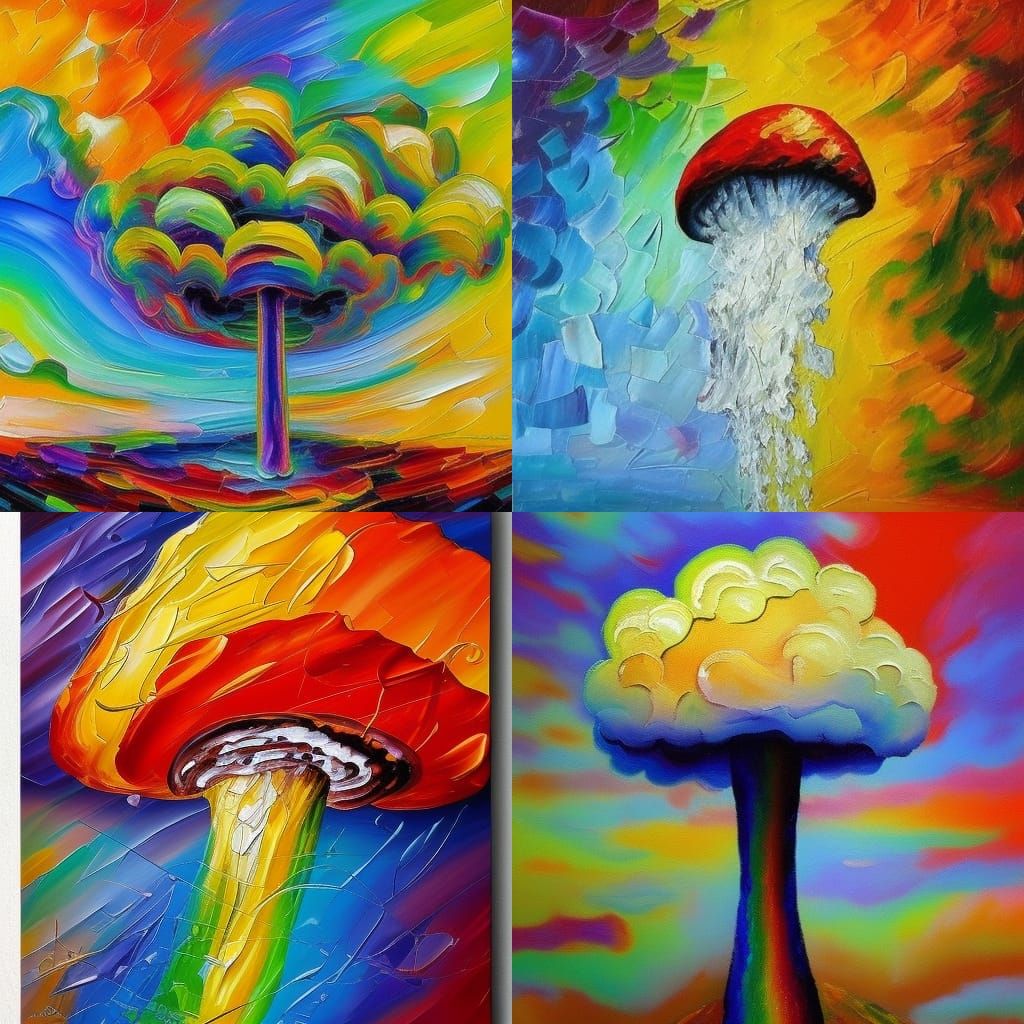 Rainbow mushroom cloud - AI Generated Artwork - NightCafe Creator
