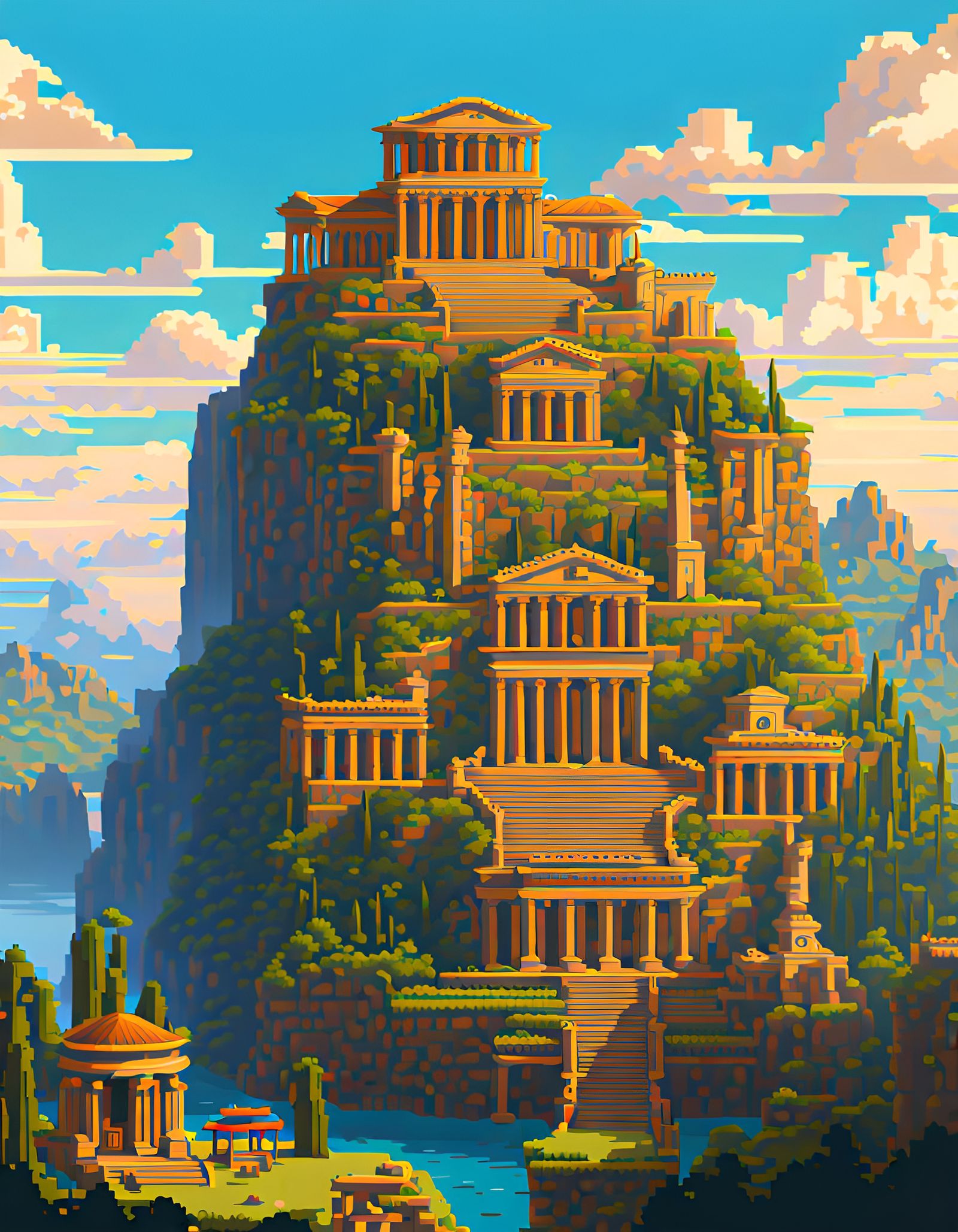 Pixel Art Greek Acropolis - AI Generated Artwork - NightCafe Creator
