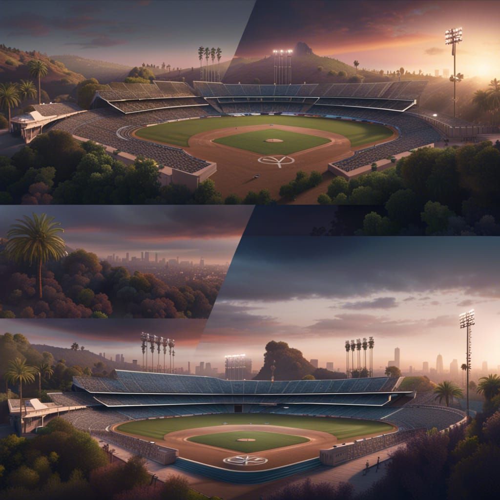 Realistic Dodger Stadium in the Elysian Park neighborhood of Los Angeles, CA - AI Generated ...