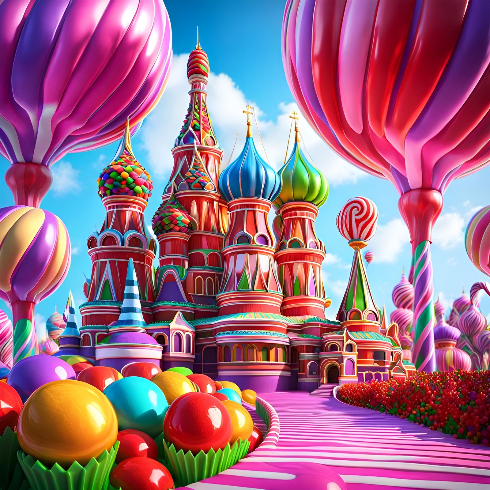 Glossy candy palace - AI Generated Artwork - NightCafe Creator