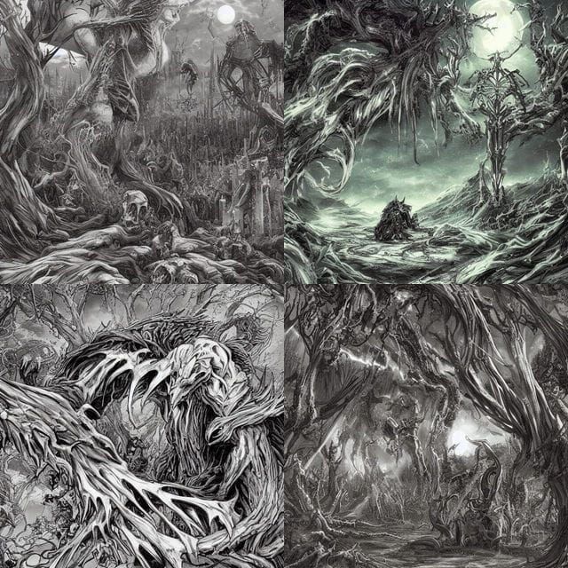 Skeletal Bone Elemental Awakens in a Haunting Dark... - AI Art