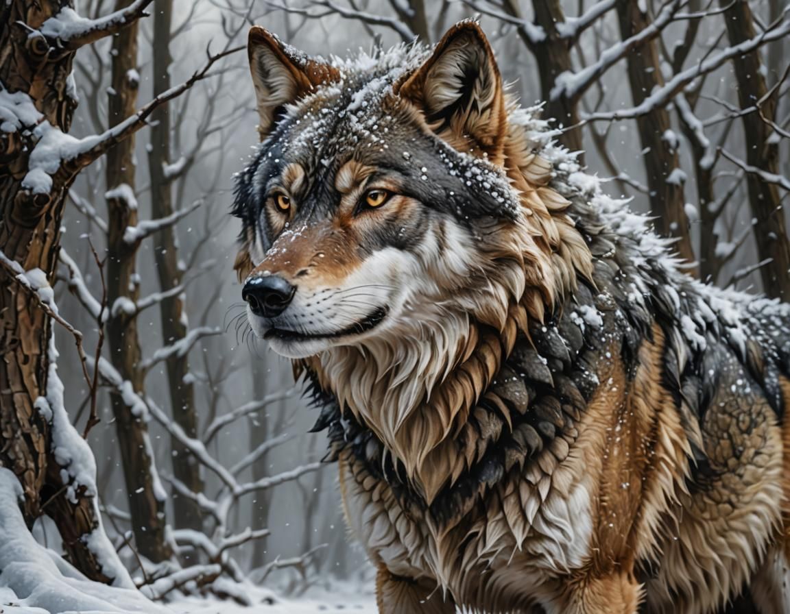 wolf in the snow - AI Generated Artwork - NightCafe Creator