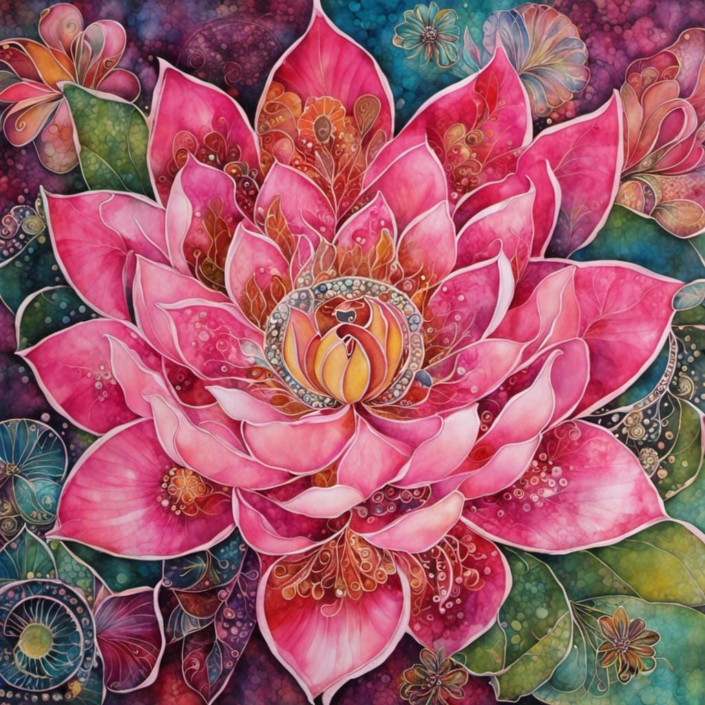 Pink Lotus batik - AI Generated Artwork - NightCafe Creator