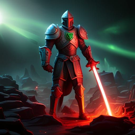 Knight with a glowing red sword - AI Generated Artwork - NightCafe Creator
