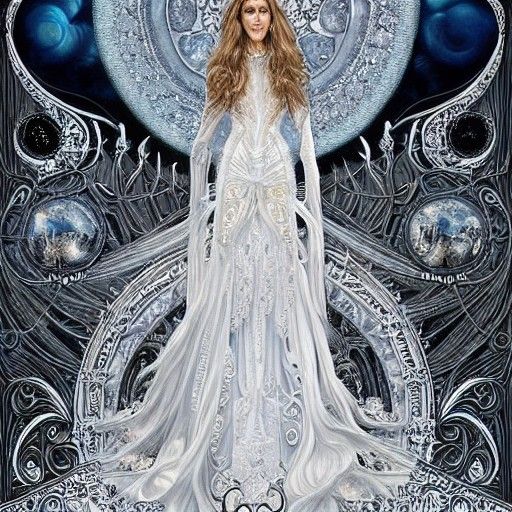 Insanely detailed beautiful celine dion moon goddess. Intricate lace ...