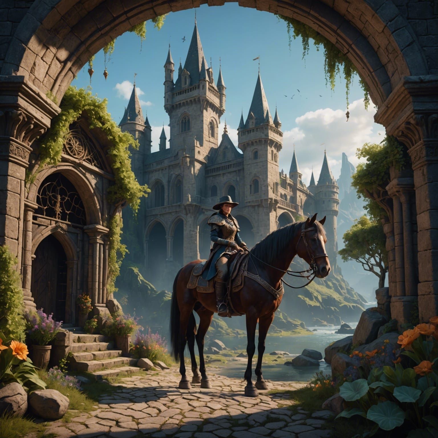 Cora and her 5 legged horse - AI Generated Artwork - NightCafe Creator