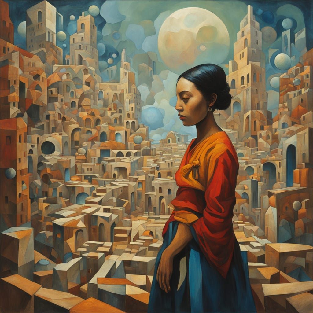 hyperdetailed Metaphysical Painting, style of Giorgio de Chirico cube ...