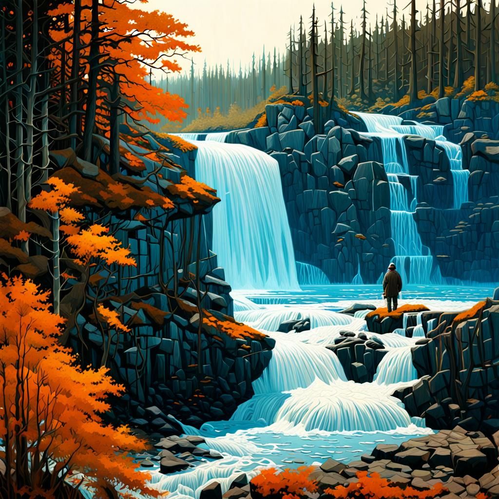 Waterfall - AI Generated Artwork - NightCafe Creator