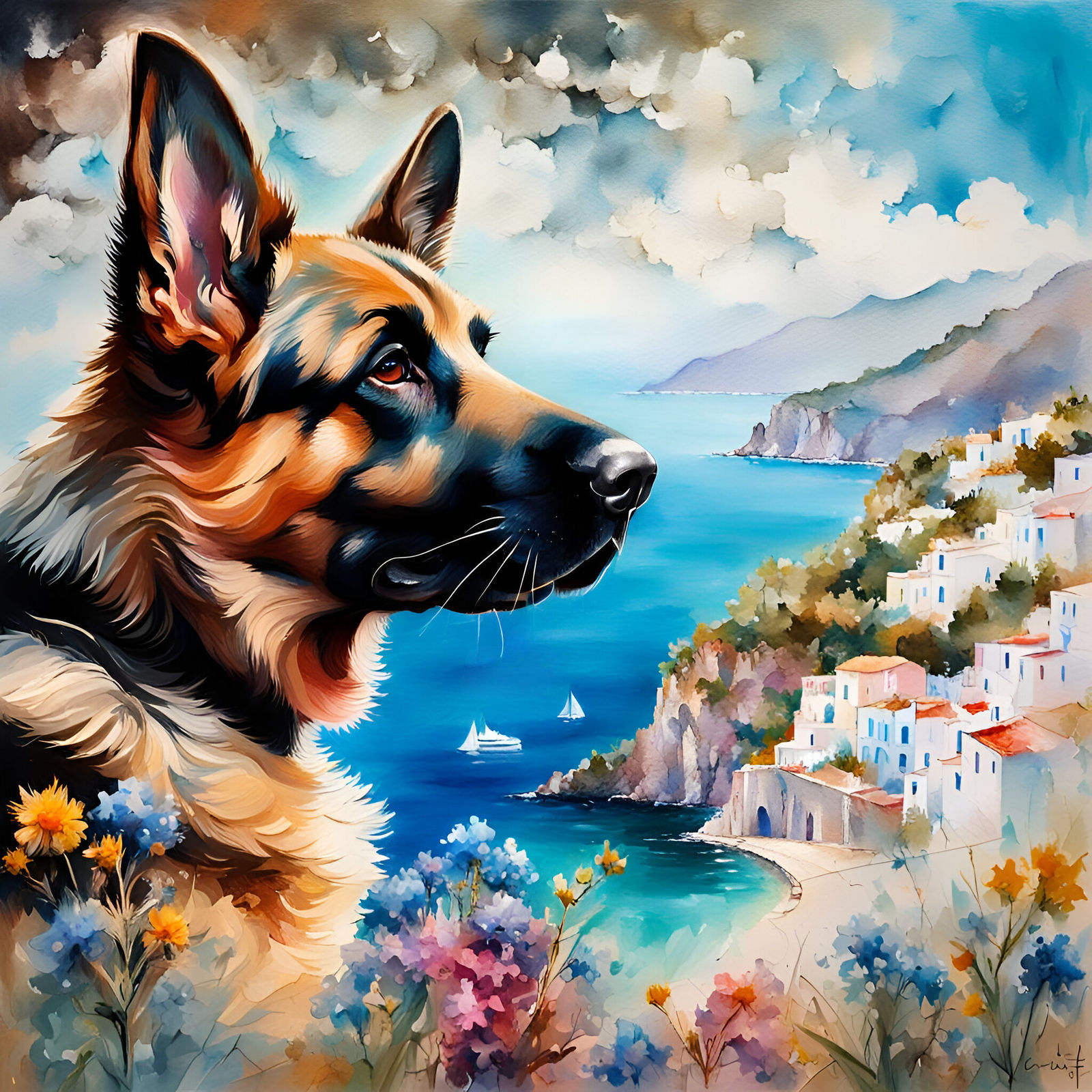 German Shepherd - Saying Goodbye - AI Generated Artwork - NightCafe Creator