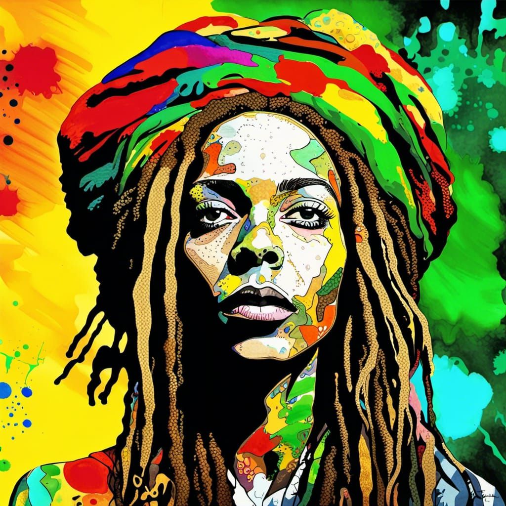 Rastafarian woman ganja leroy brown cinematic dramatic expressionism ...