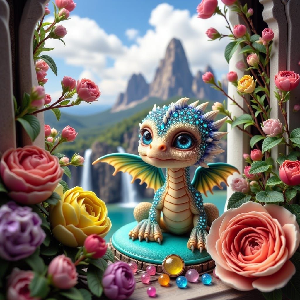 Chibi dragon in the window - Chibi dragon in the window