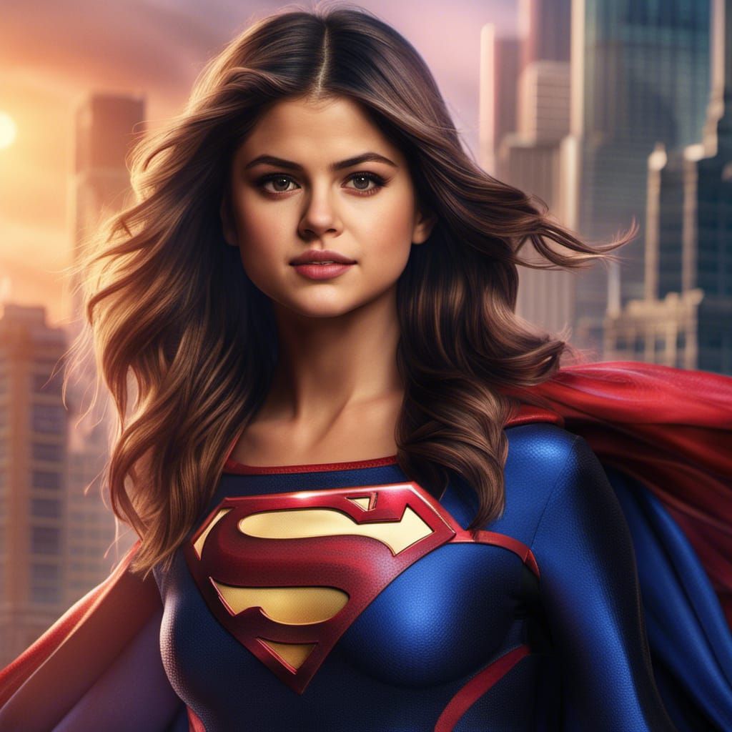 Detailed photorealistic portrait of Selena Gomez as Supergirl - AI Generated Artwork - NightCafe ...