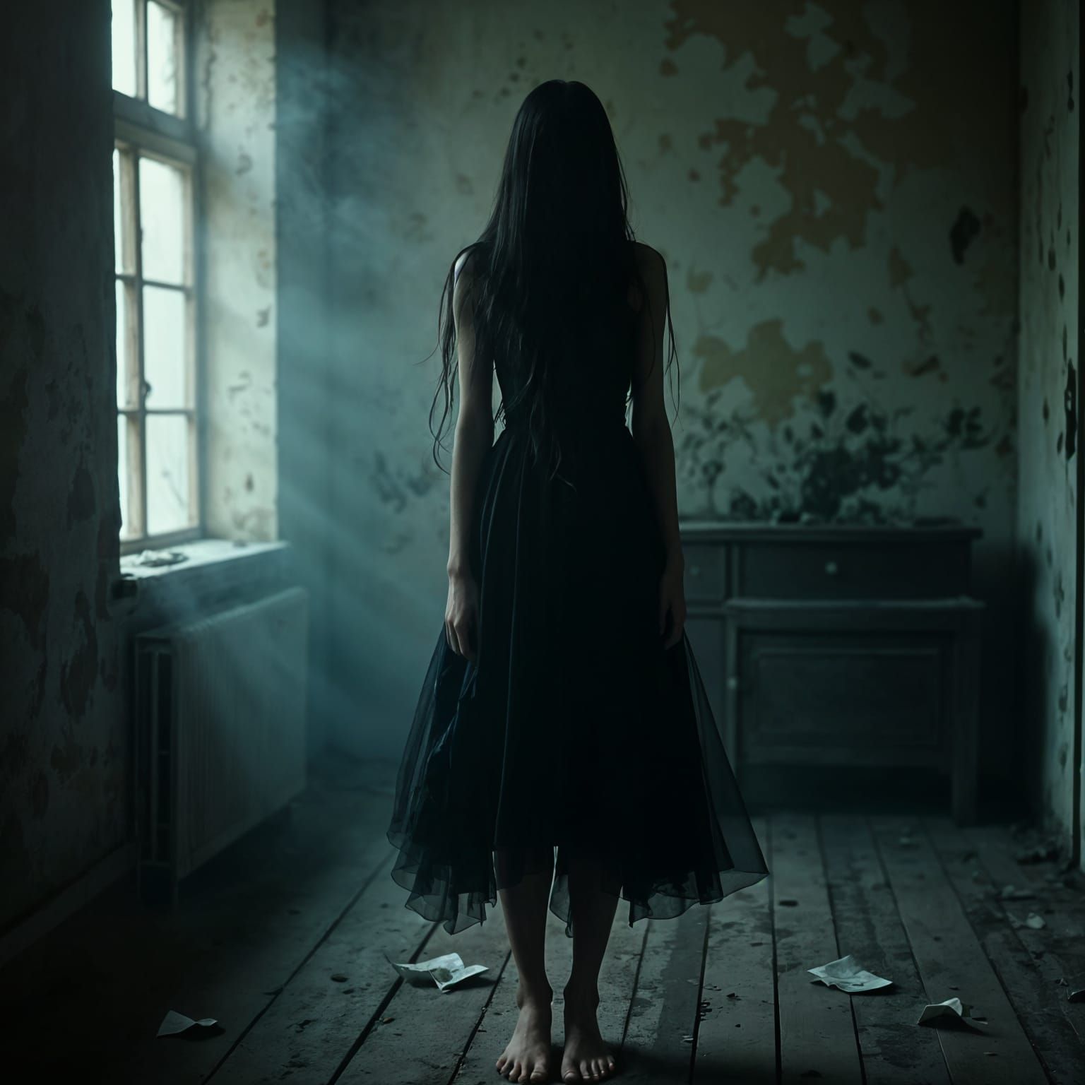 Lost in myself!🕸 - Ethereal Waif Girl Amidst Abandoned Bedr...