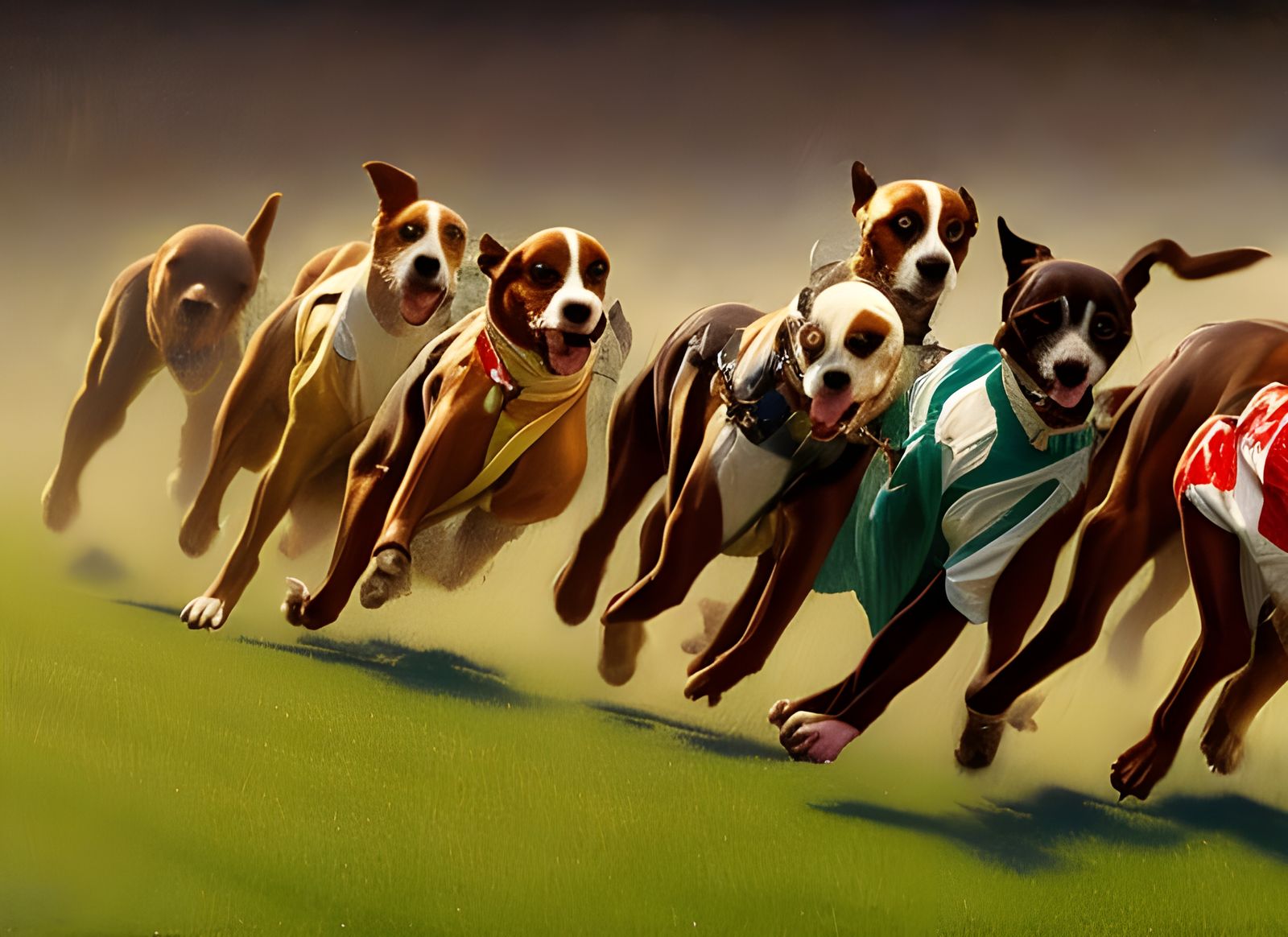 Dog Race, Rounding the Bend - AI Generated Artwork - NightCafe Creator