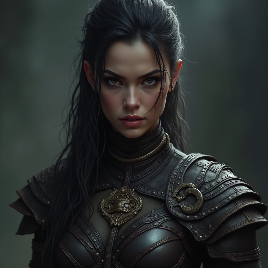 Gritty Fantasy Warrior Portrait in Dark, Moody Rea... - AI Art