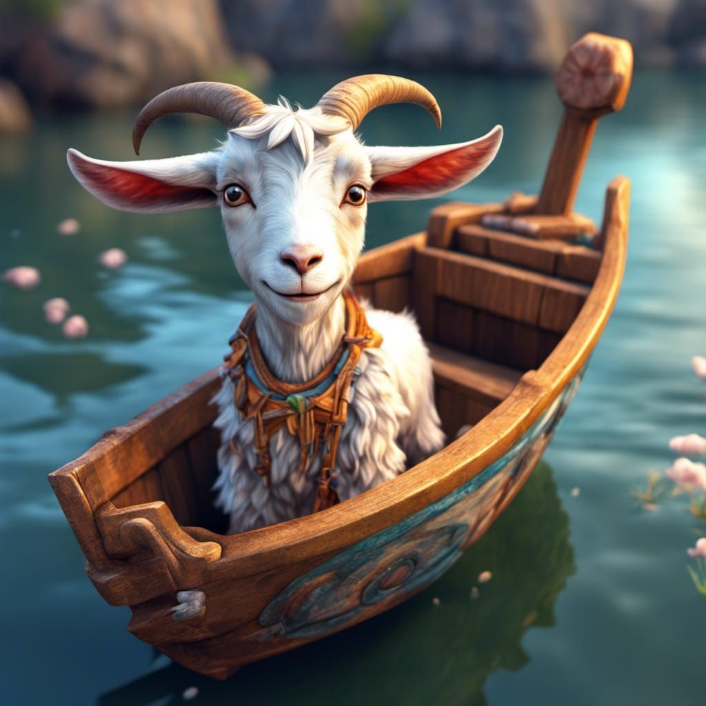 The adorable goat in the boat photorealistic intricately detailed HDR ...