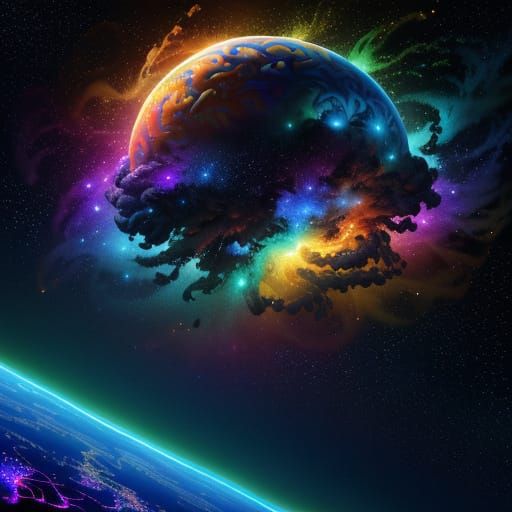 Brain in Space: A 3D Render of Celestial Wonder - AI Art