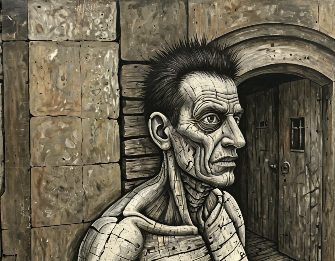 Grotesque Humanoid Figure in Raw Outsider Art Styl... - AI Art