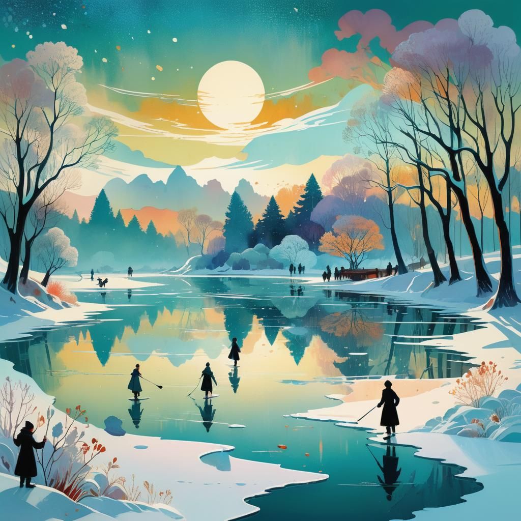 Winter scene - AI Generated Artwork - NightCafe Creator