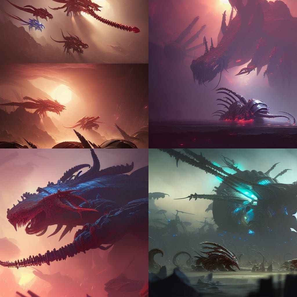 Tyranid bio-ships, Warhammer 40k, Warhammer 40000 : r/nightcafe