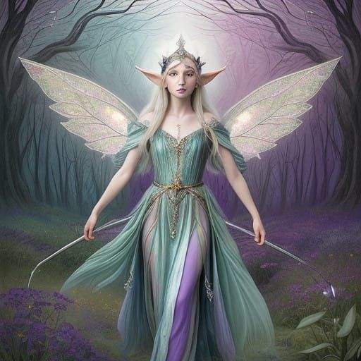 Enchanted Fey Sorceress in Whimsical Feywild Attir... - AI Art