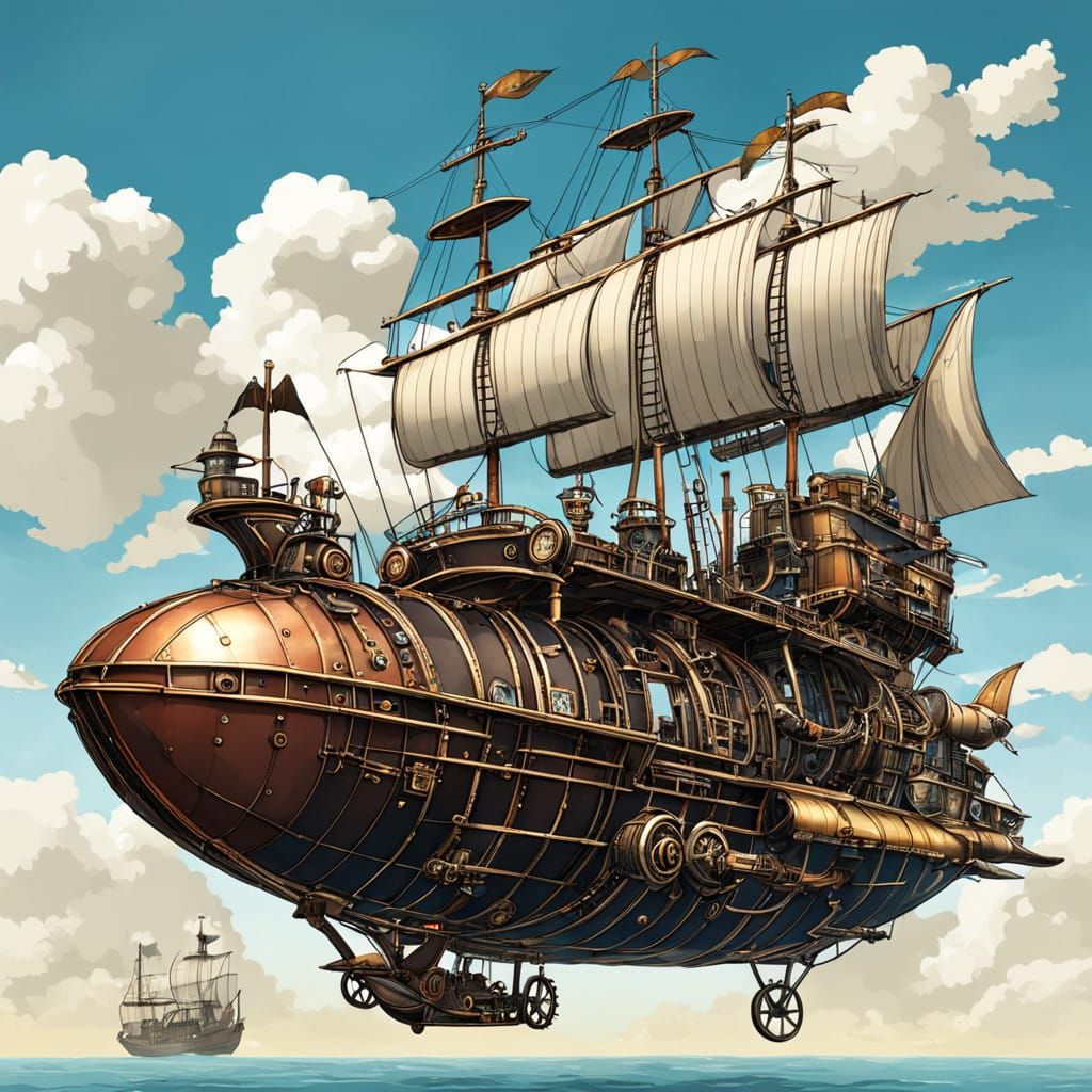 steampunk flying ship - Victorian Era Airship Takes to the S...