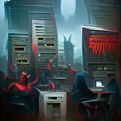 evil computers take over the world sinister by Greg Rutkowski - AI ...