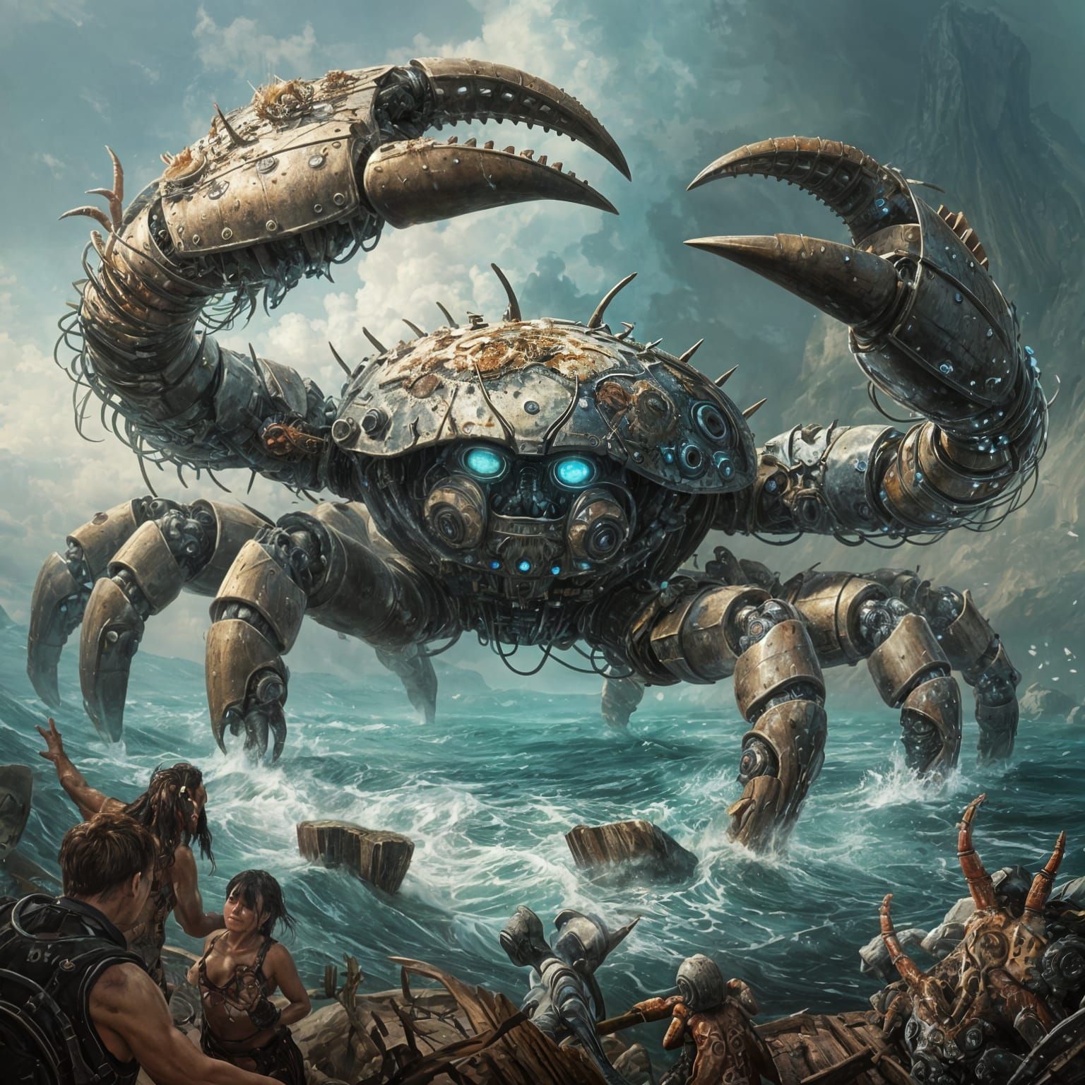 Gigantic cyborg crab - Cyborg Crab in Frazetta-Inspired Fant...