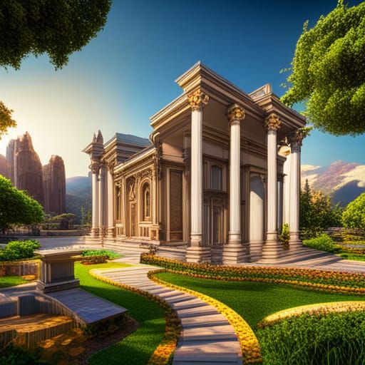 Mansion with roman columns - AI Generated Artwork - NightCafe Creator