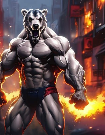 animal bear anthropomorphic bear fursona male bodybuilder bear wearing ...