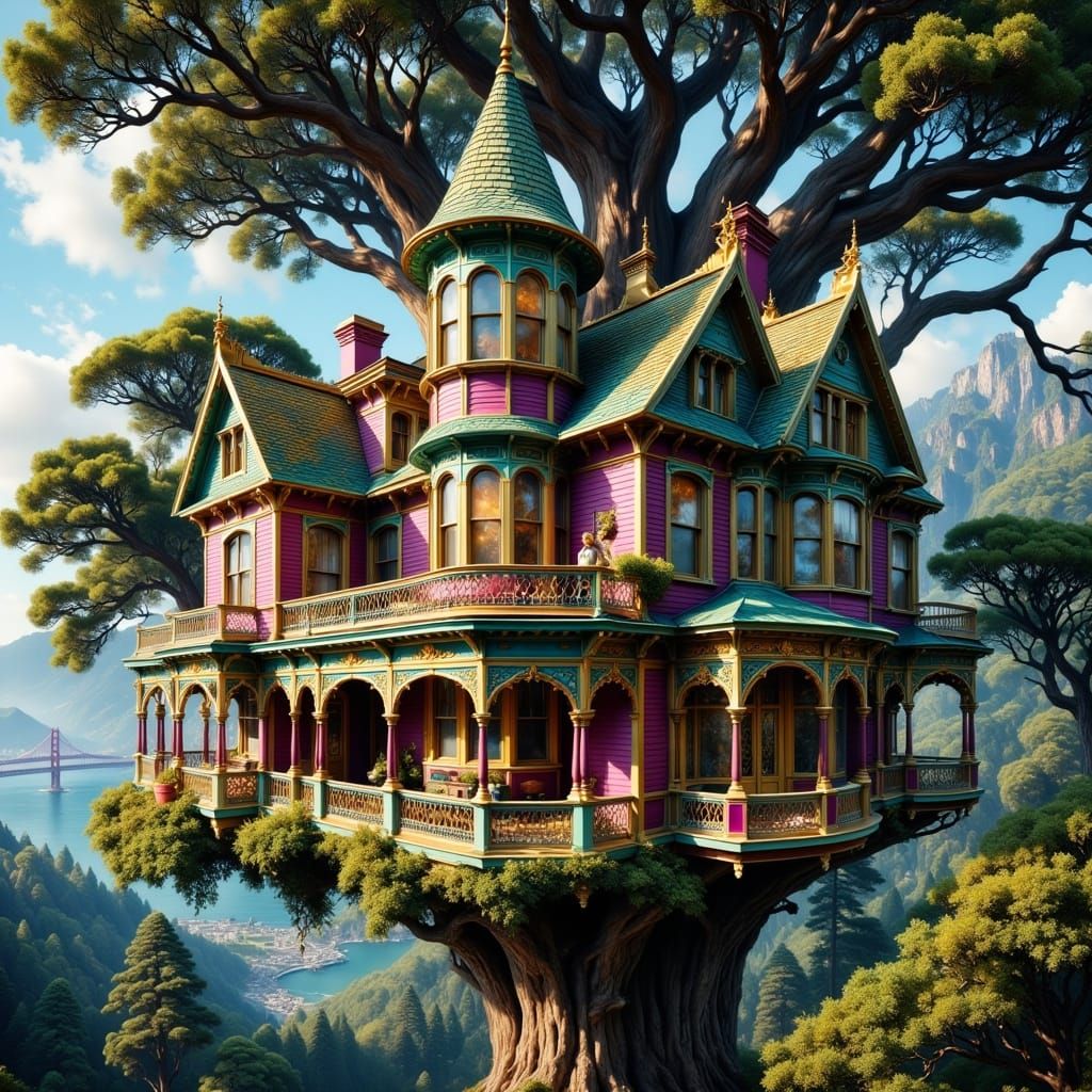 Ethereal Victorian Mansion Blends into a Colossal ... - AI Art
