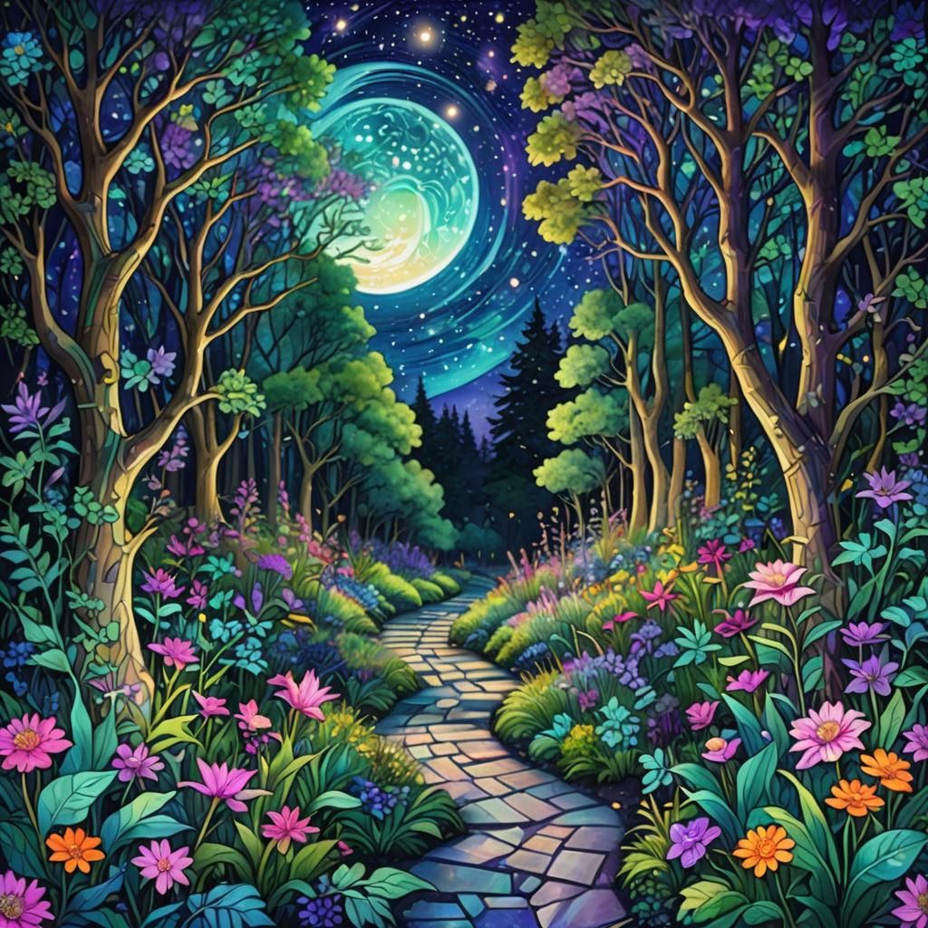 Moonlight Path - AI Generated Artwork - NightCafe Creator