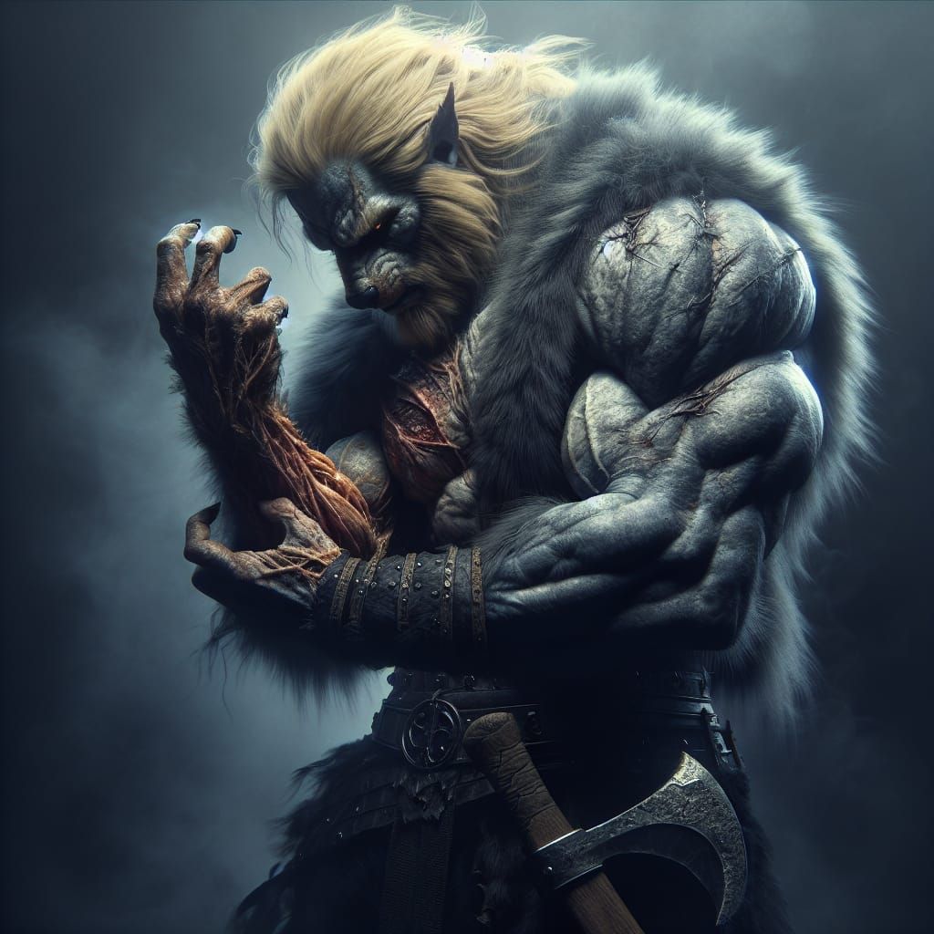 Dark Fantasy Warrior Transforms into Werewolf, in ... - AI Art