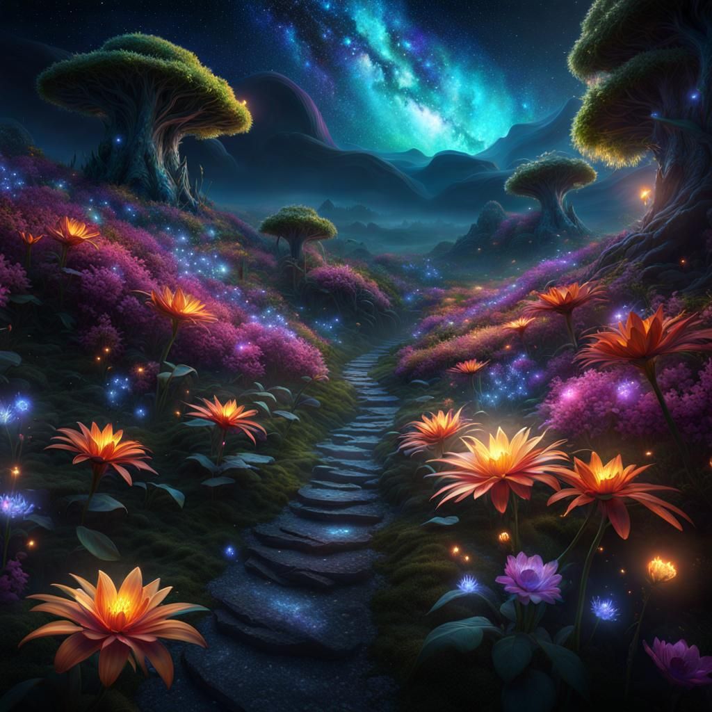 Night flowers - AI Generated Artwork - NightCafe Creator