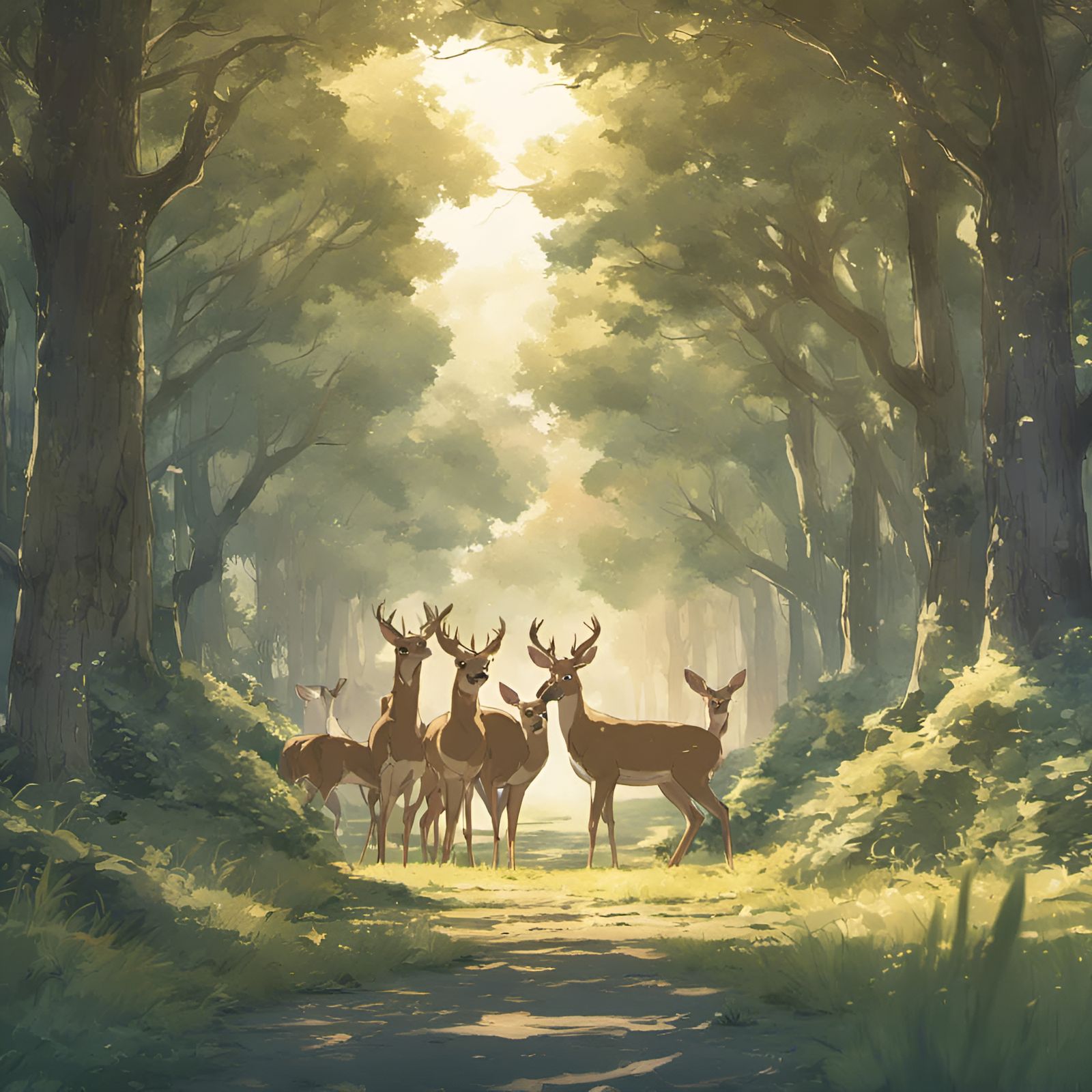 looking at you dear - Deer Gaze: Anime Key Visual in Ghibli ...
