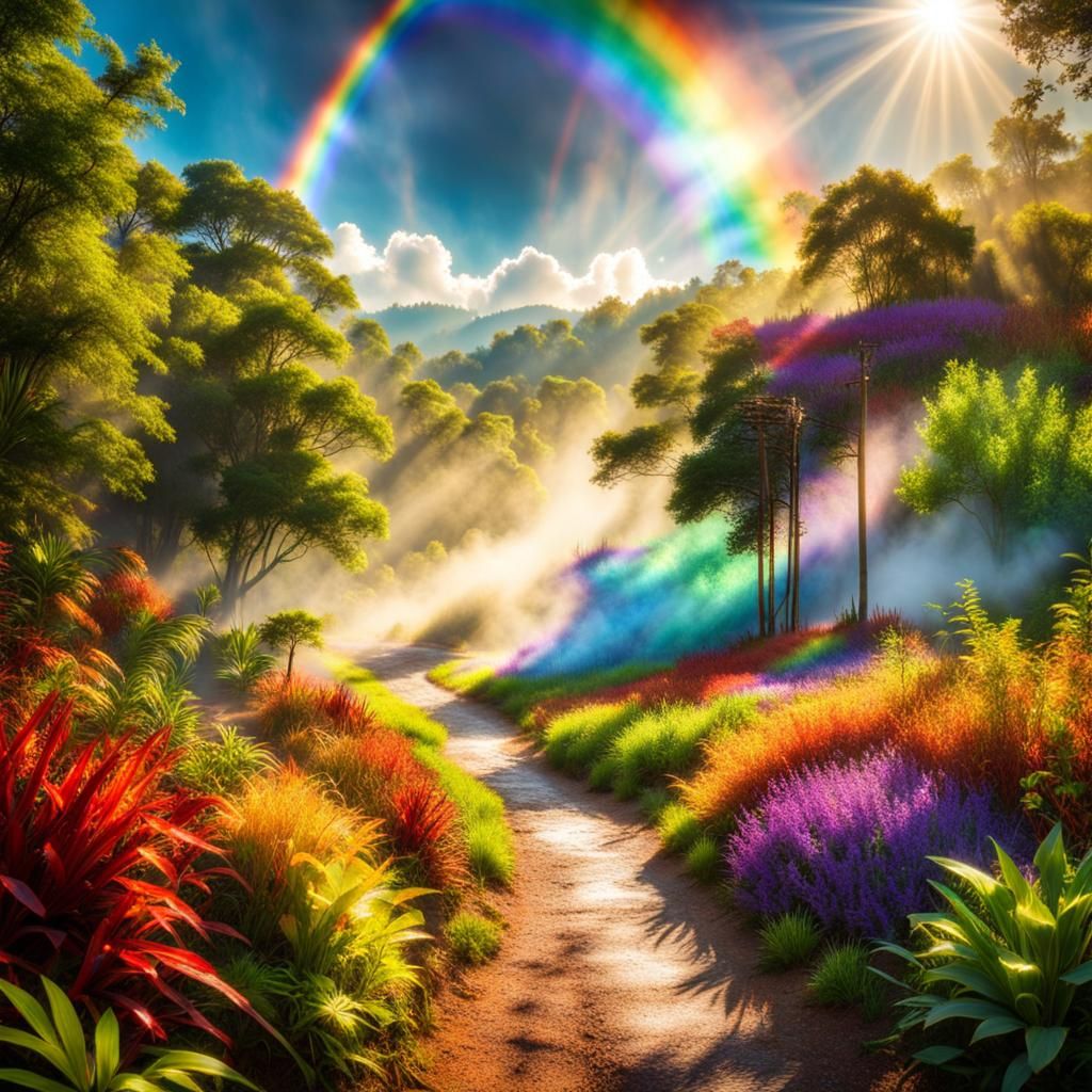 Path to and through a rainbow wonderland - AI Generated Artwork ...