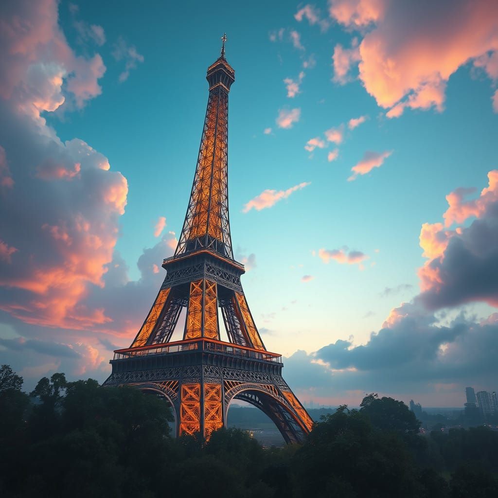 eiffle tower - Surreal Eiffel Tower Concept Art in Dreamy,