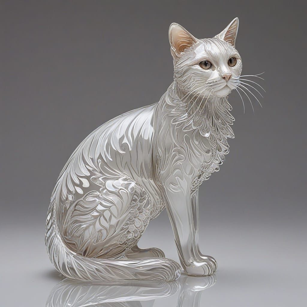 Murano glass calico cat sculpture - Murano glass calico cat...