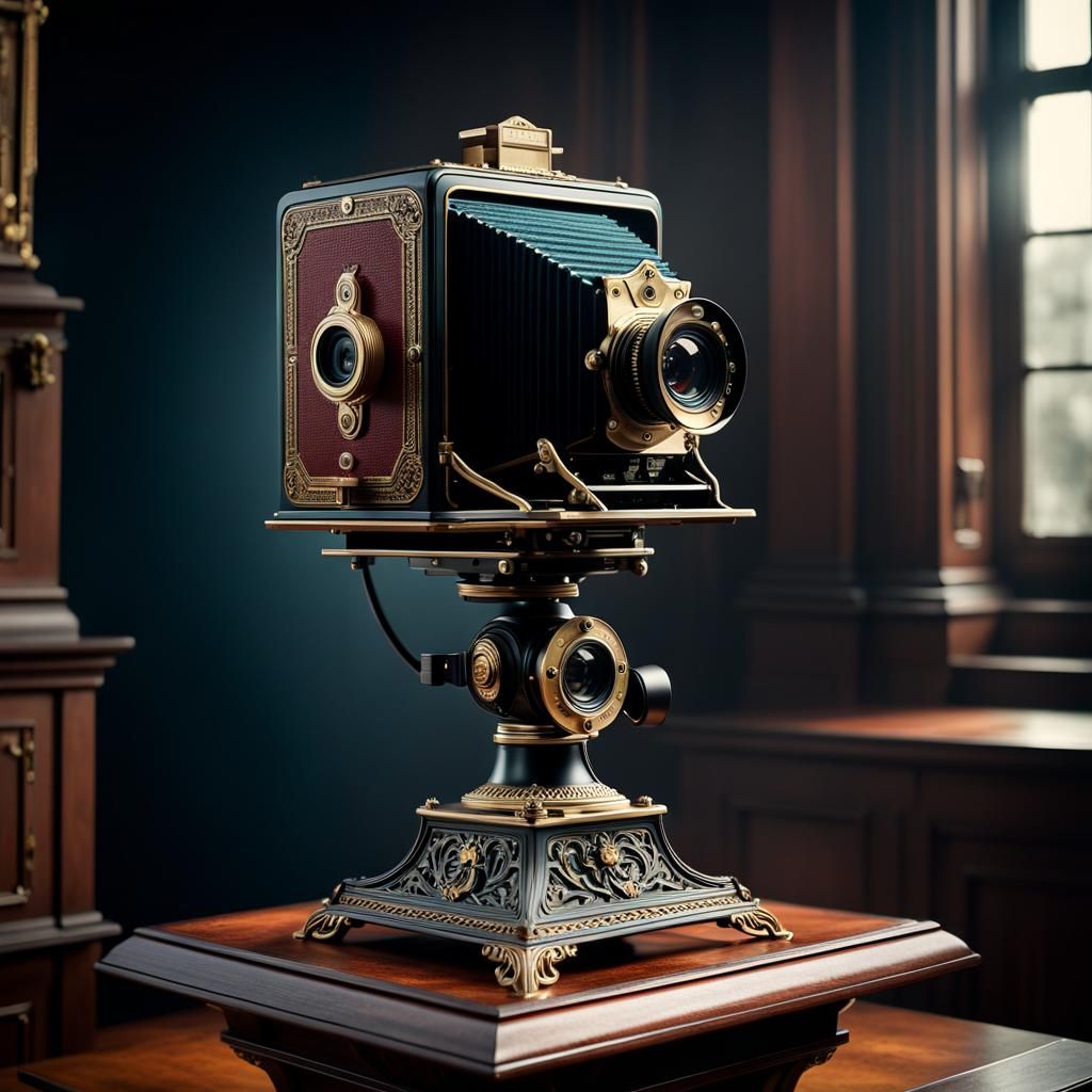 A dry plate box camera on a pedestal - AI Generated Artwork - NightCafe ...