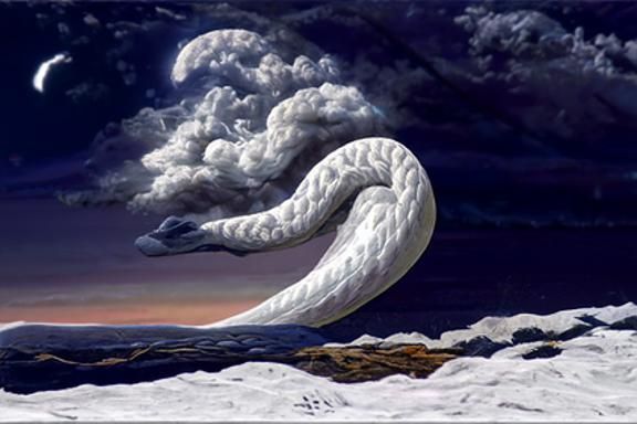 Albino snake, moon, midnight night - AI Generated Artwork - NightCafe ...