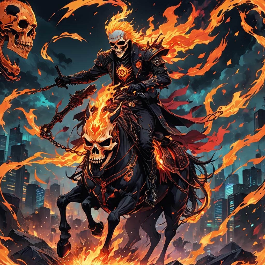 Ghost rider with extra skulls 😂 - AI Generated Artwork - NightCafe Creator