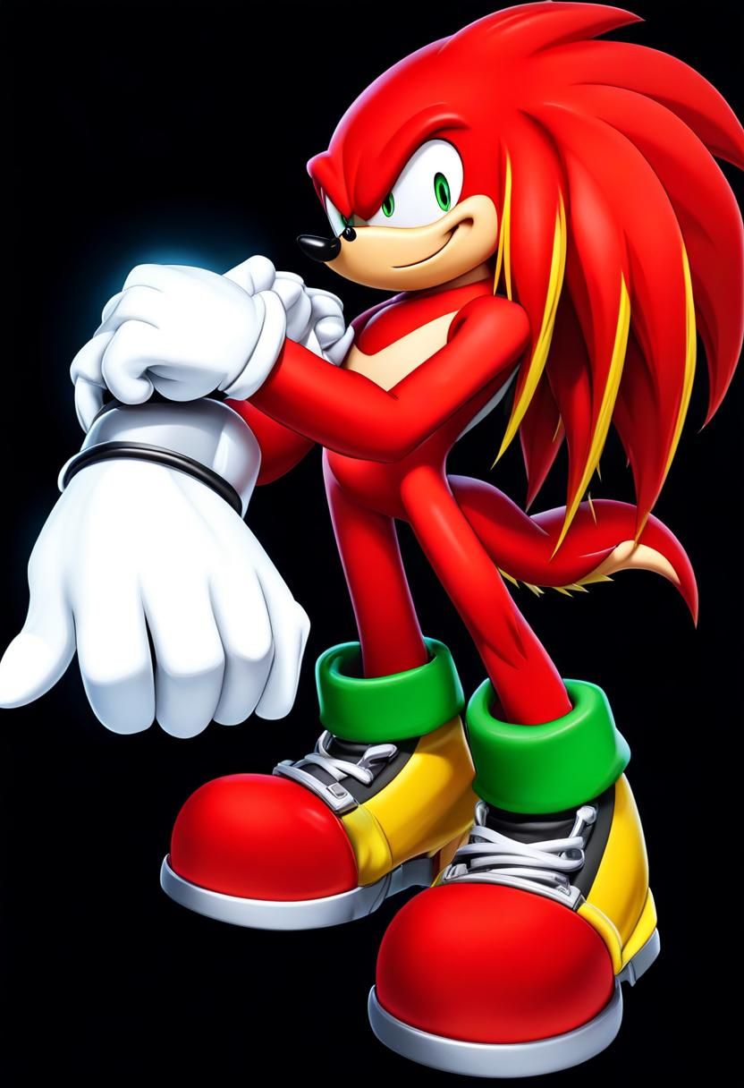 Knuckles the Echidna with two eyes from Sonic the Hedgehog has a simple ...