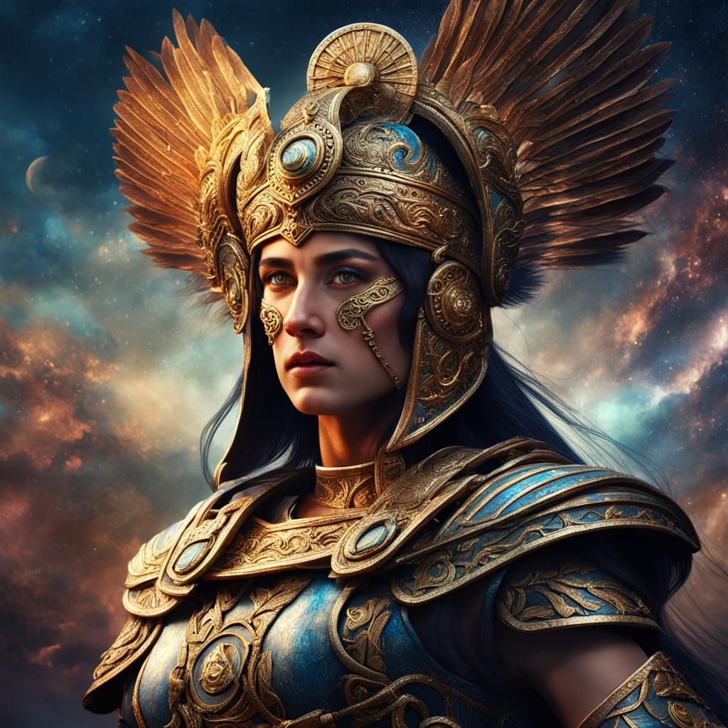 Portrait of a majestic athena warrior whit powerful posture. - AI ...