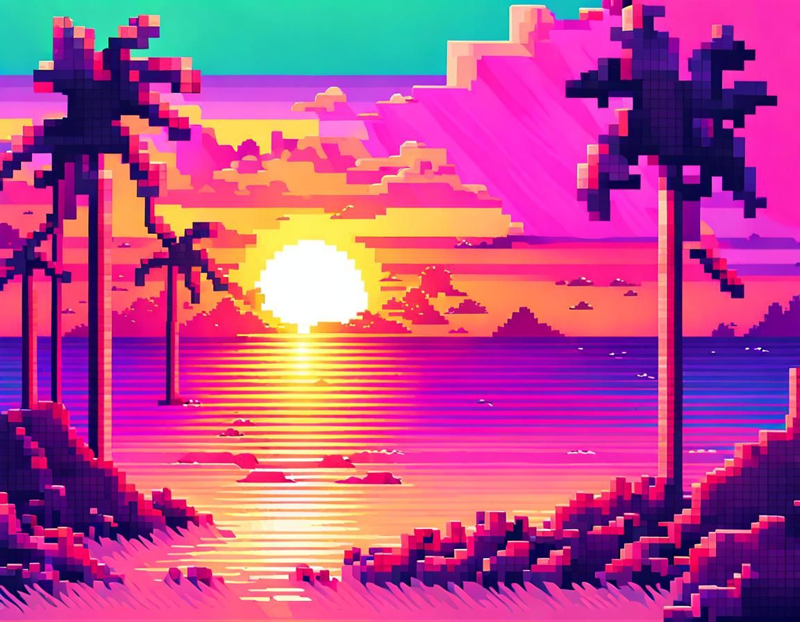 8-Bit Beach 2.0 - AI Generated Artwork - NightCafe Creator