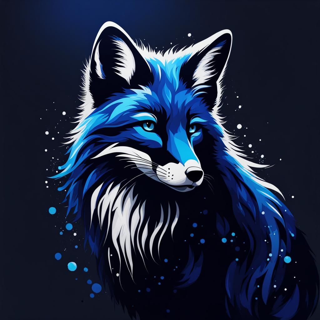 Blue fox, Ink Splatter - AI Generated Artwork - NightCafe Creator