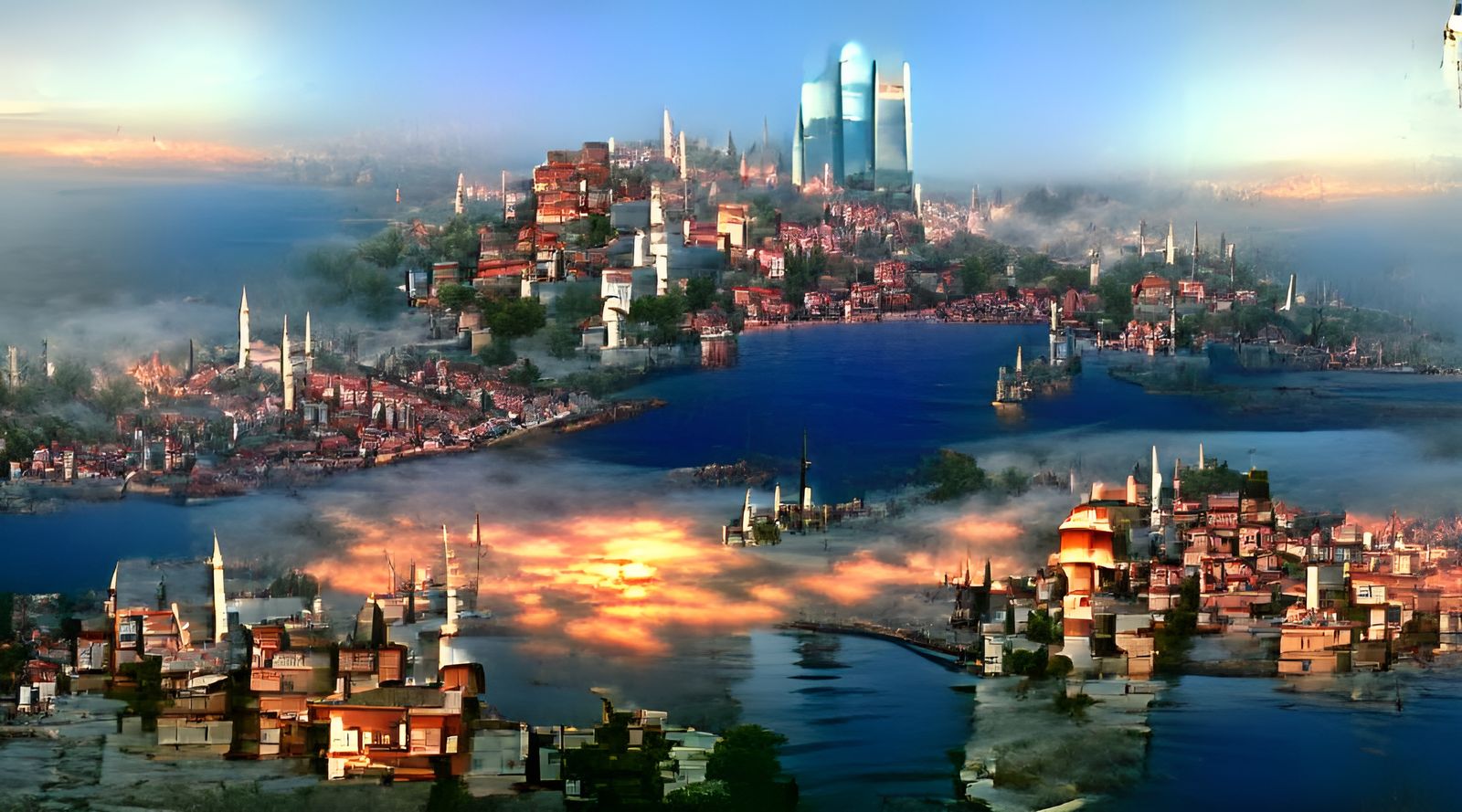 Modern city of Constantinople during sun rise - AI Generated Artwork ...