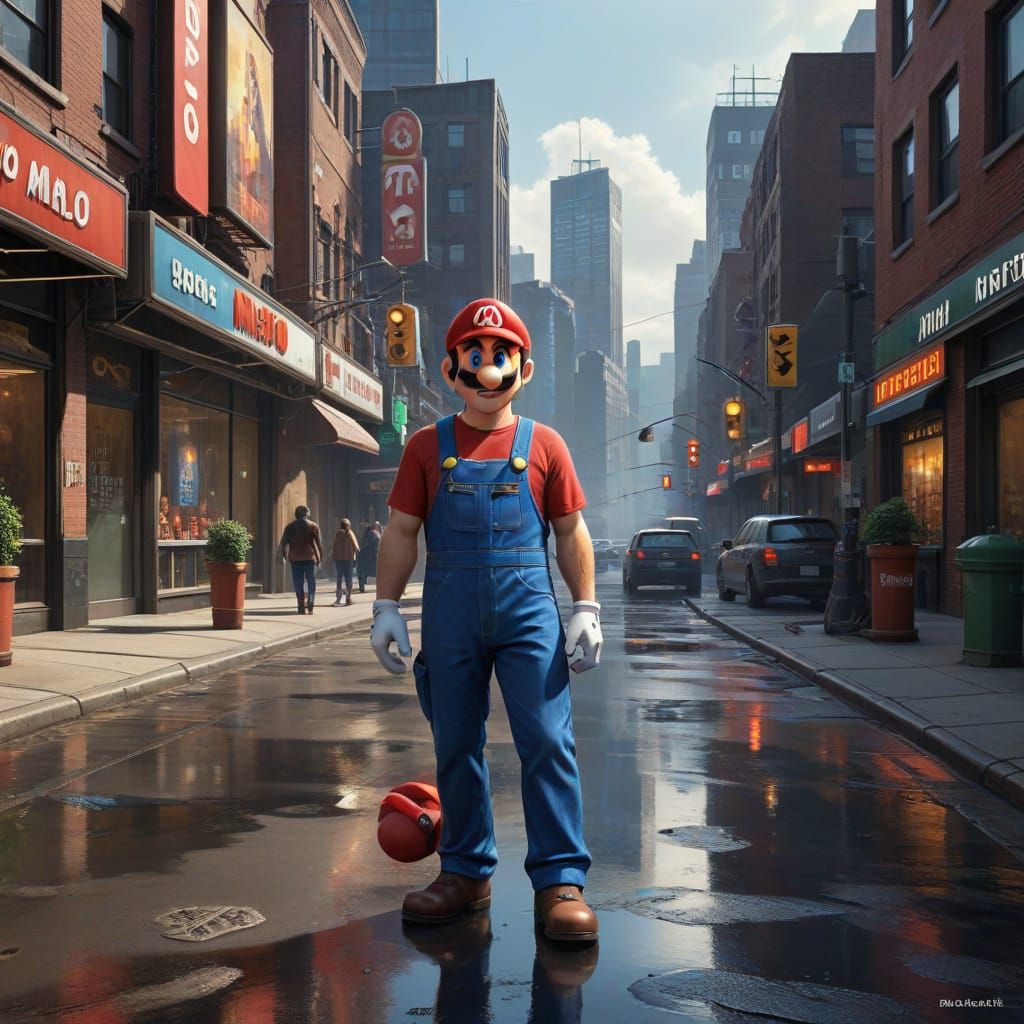 Super Mario - Surreal Urban Fantasy in Photorealistic Digita...