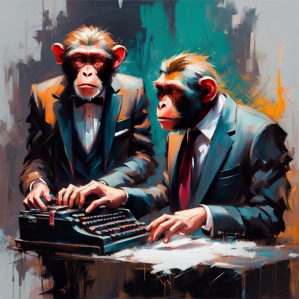Monkeys with Typewriters - AI Generated Artwork - NightCafe Creator